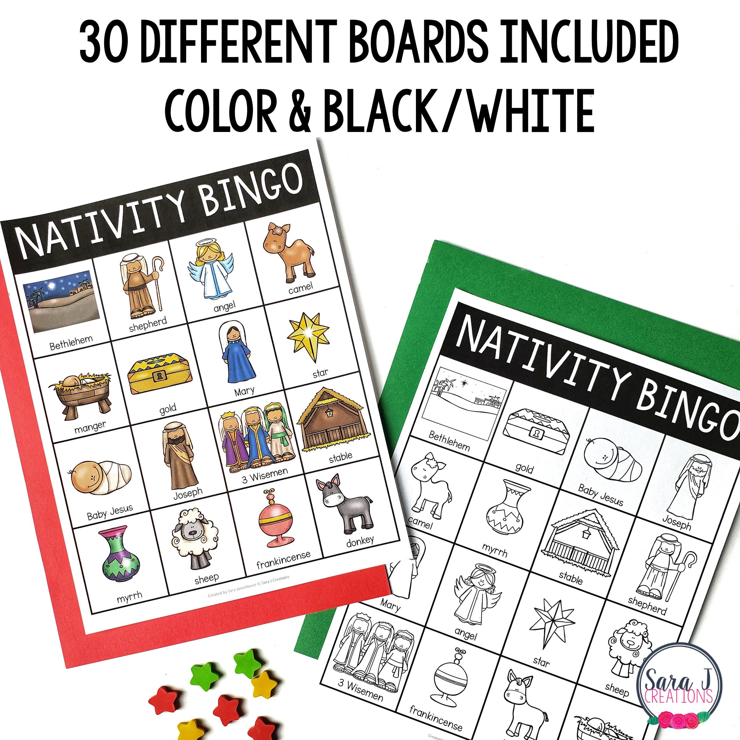 Christmas Nativity Bingo Printable Boards, Birth of Jesus Catholic ...