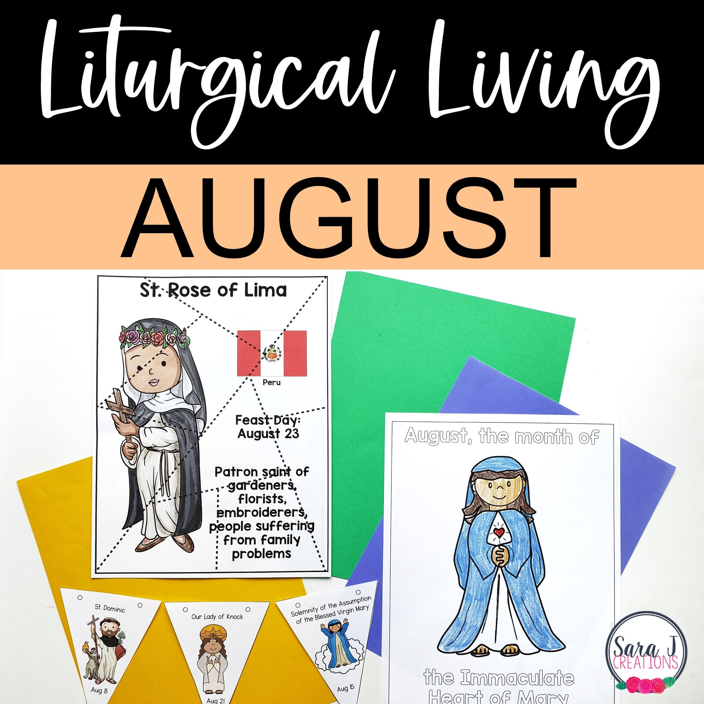 August Liturgical Calendar Catholic Kids Printables, Home Altar Prayer ...