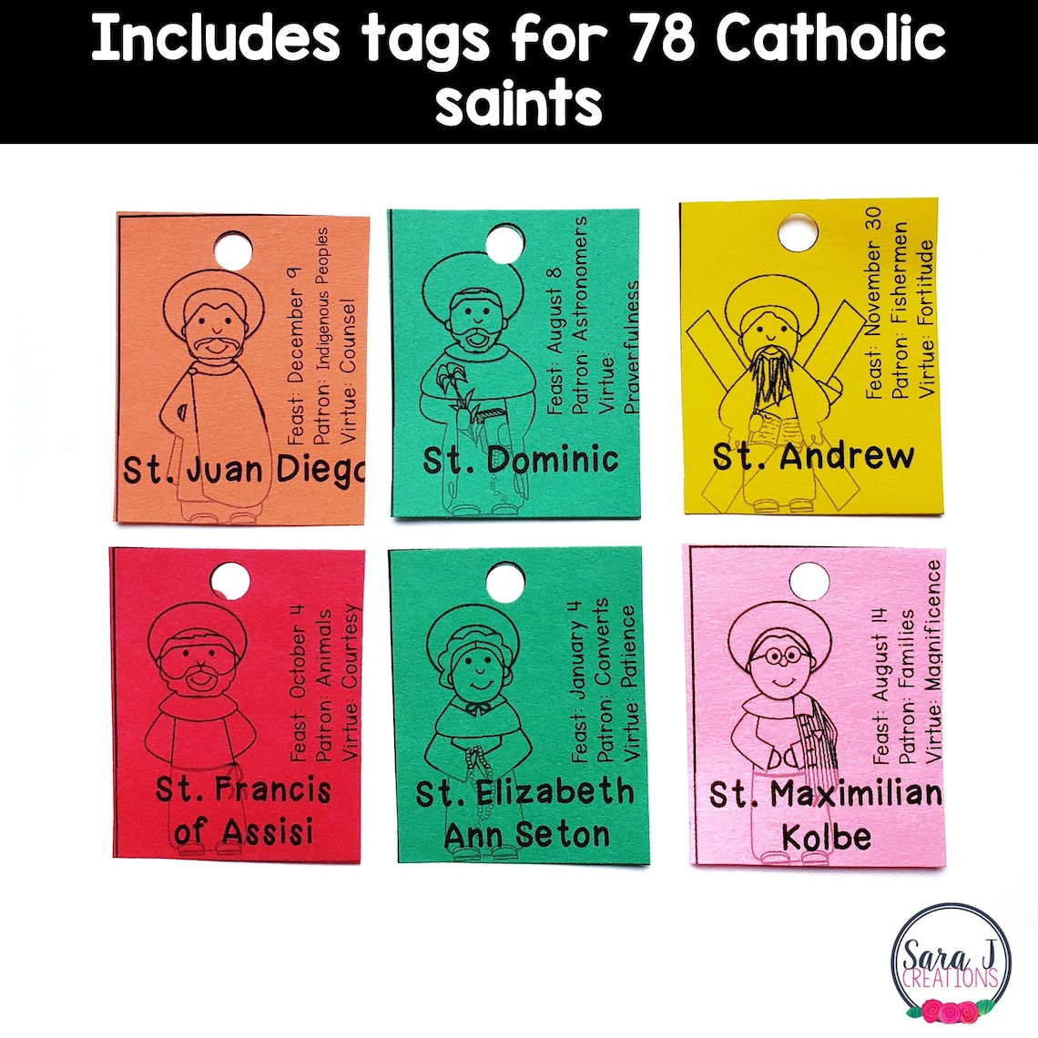 Catholic Saints Reward Tags for Kids, All Saints' Day Necklaces ...