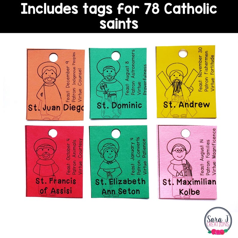 Catholic Saints Reward Tags for Kids, All Saints' Day Necklaces ...