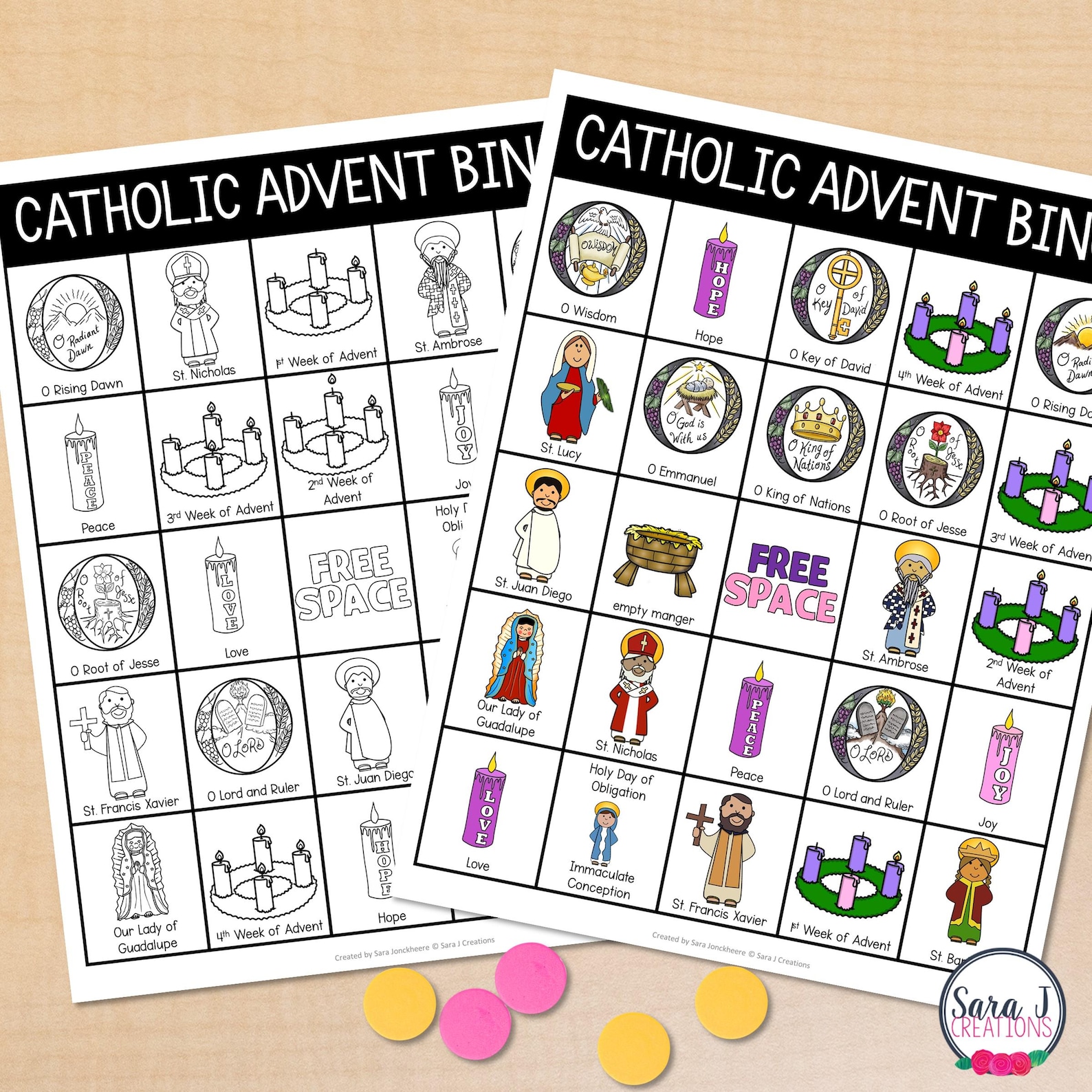 Catholic Advent Printable Bingo Board for Kids, Catholic Activities for ...