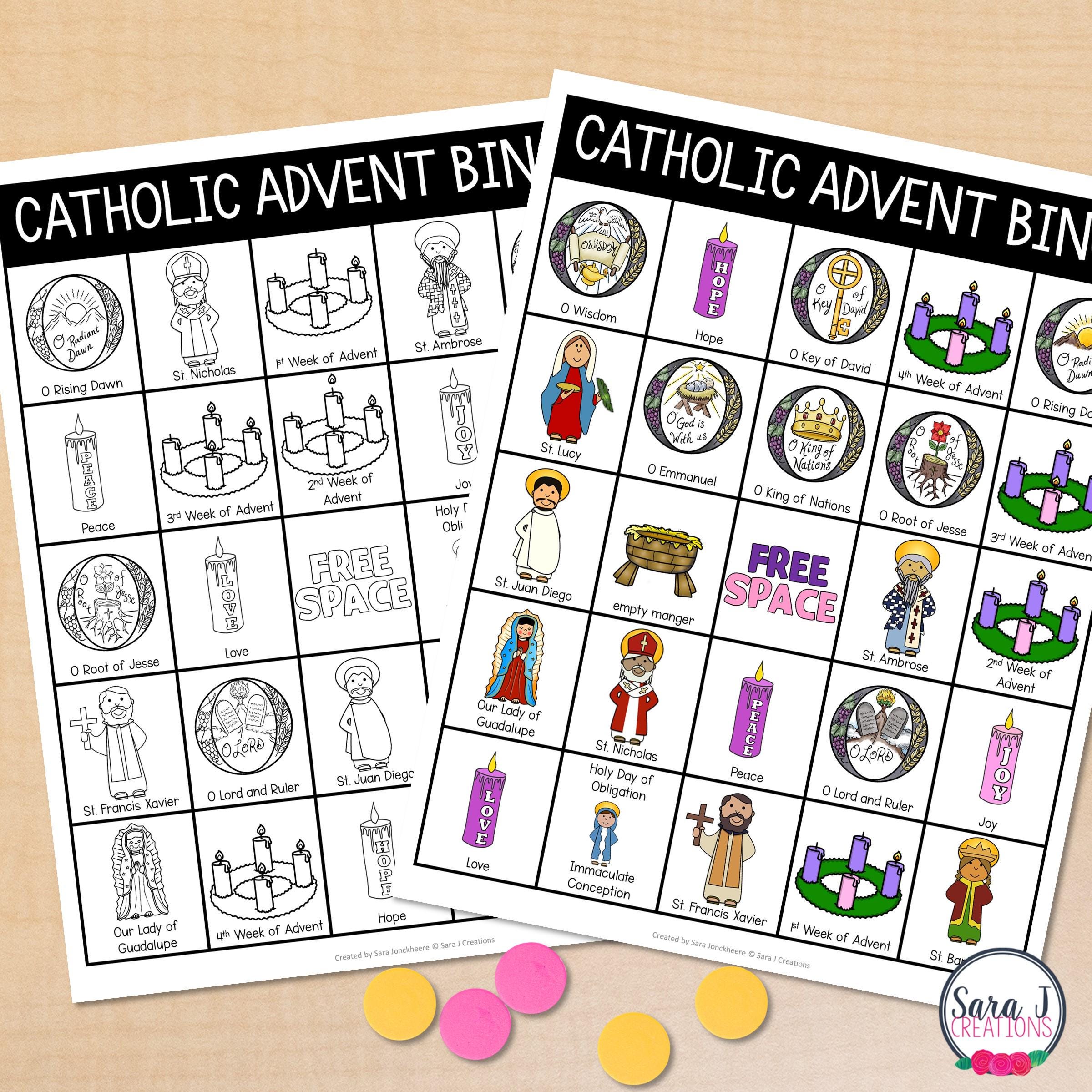 Catholic Advent Printable Bingo Board for Kids, Catholic Activities for ...