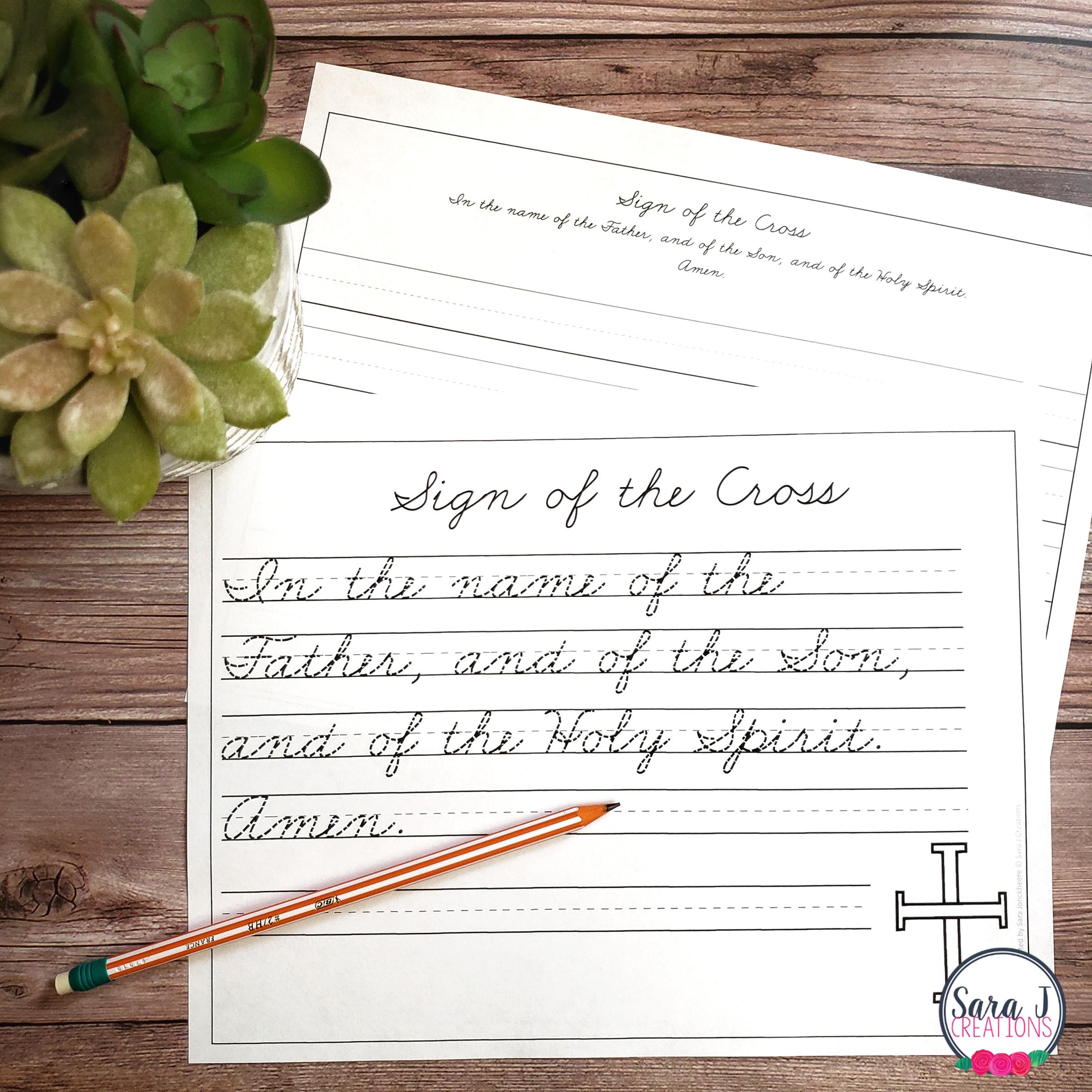 Catholic Handwriting Practice, Catholic Prayers for Kids, Handwriting ...