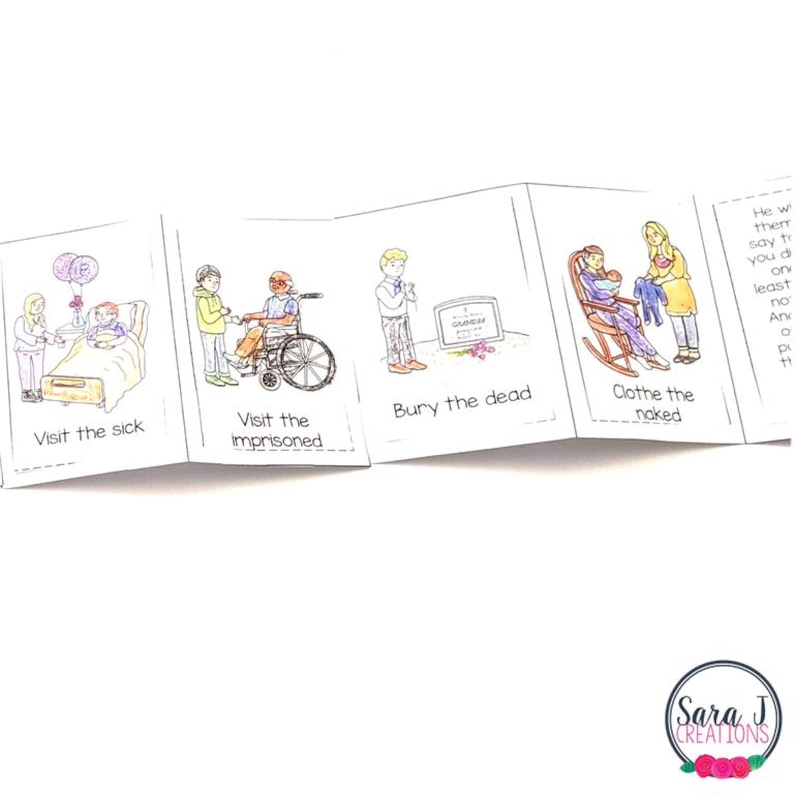 Works of Mercy Catholic Mini Book for Kids, Corporal Works of Mercy and ...