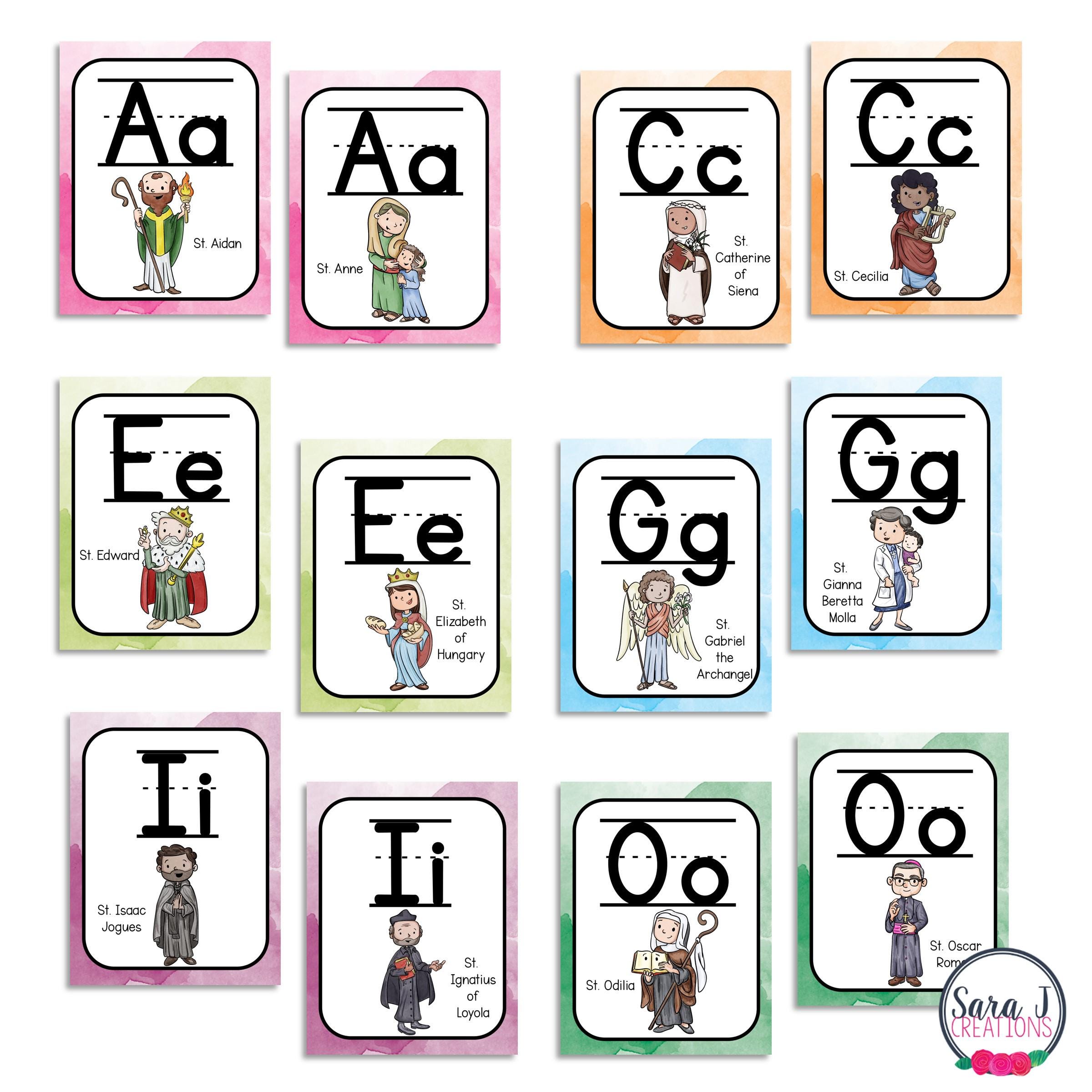 Catholic Saint ABC Posters, All Saints' Day, Homeschool Classroom Decor ...