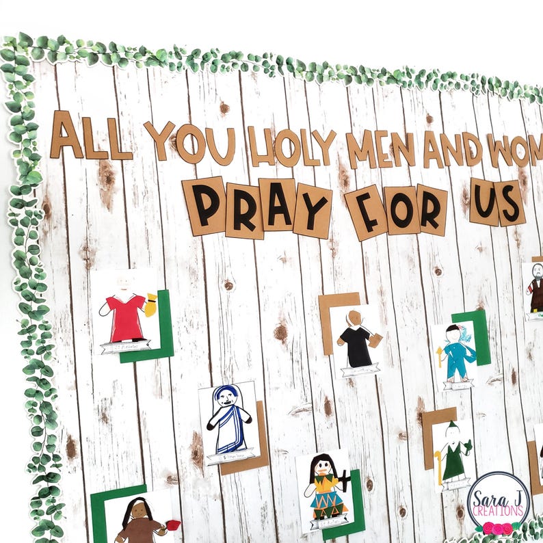Catholic Saints Bulletin Board Template, All Saints' Day Research ...