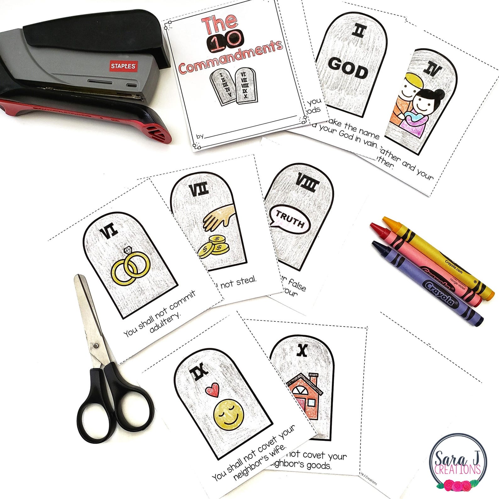 Catholic Ten Commandments Mini Book for Kids, Ten Commandments ...