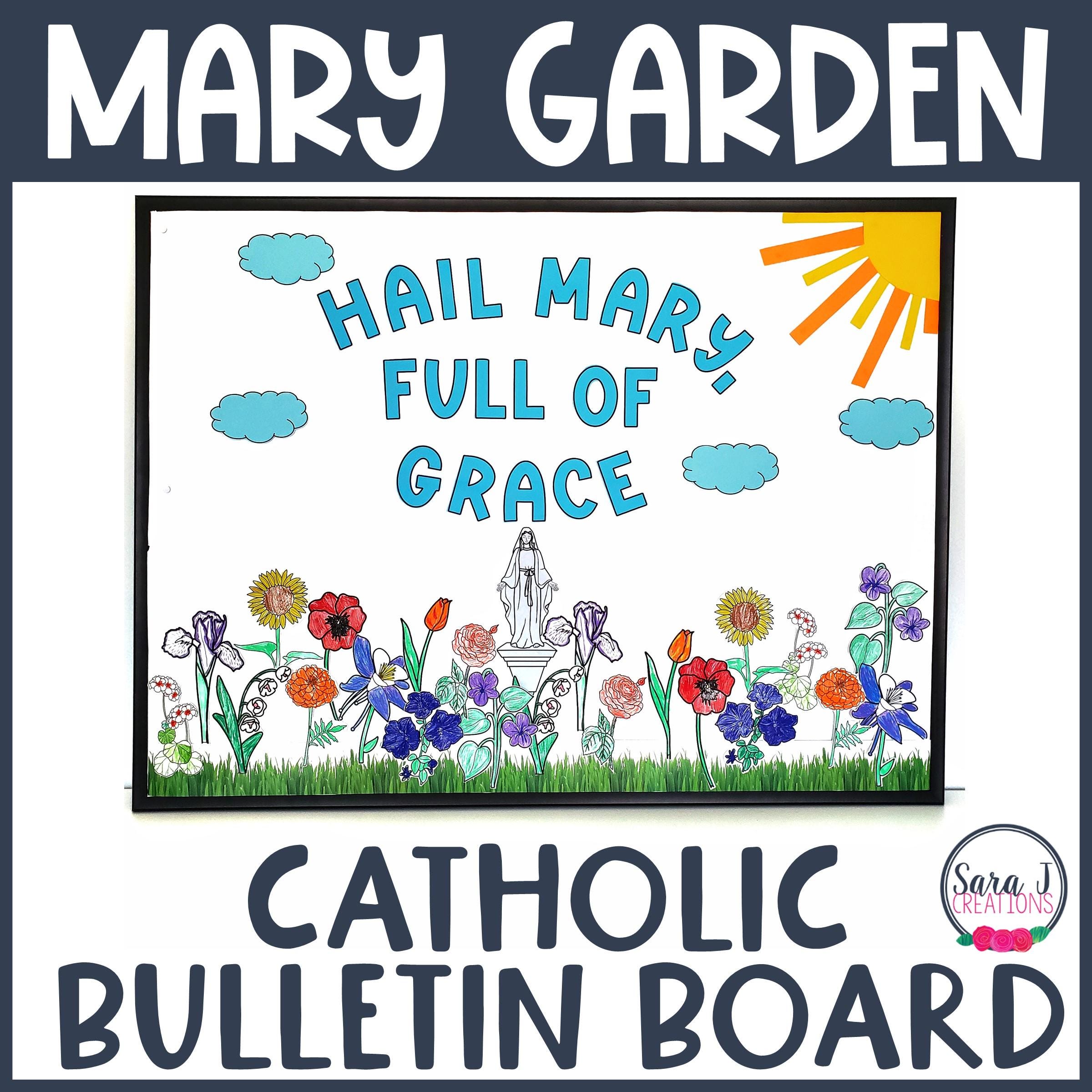 Blessed Mother Mary Garden Printable Bulletin Board Kit, Catholic ...