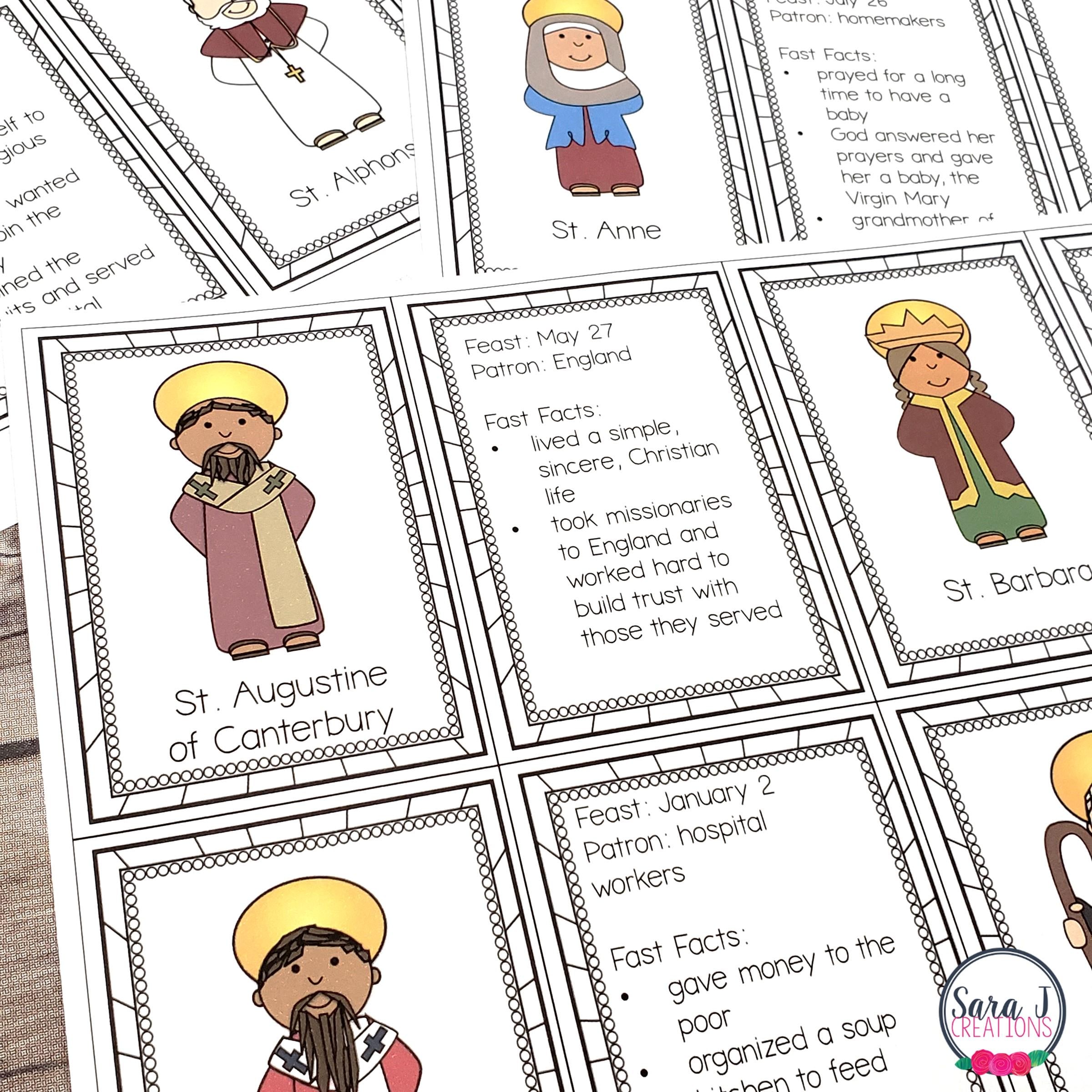 Catholic Saints Matching Card Game Activities, All Saints' Day ...
