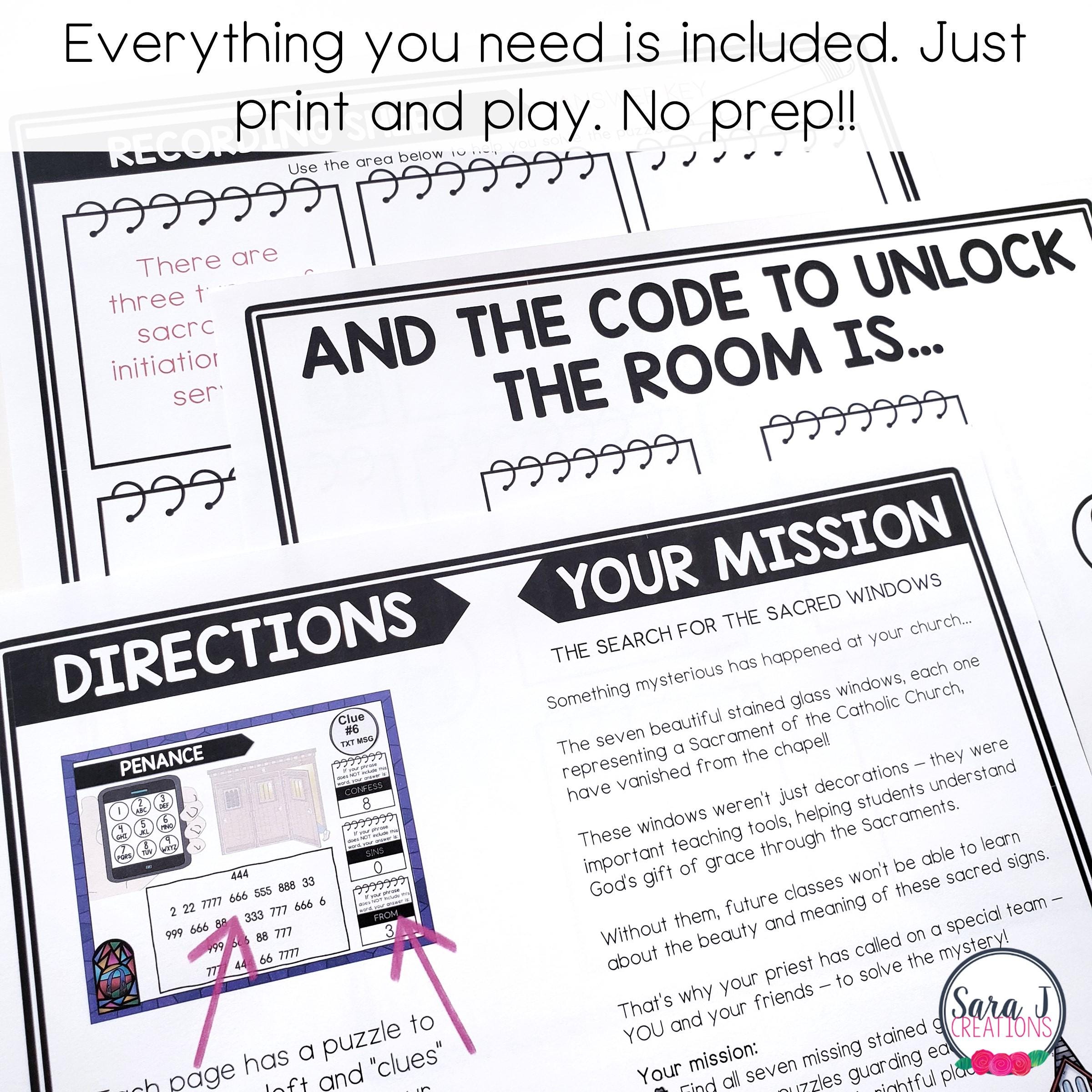 Catholic Escape Room, Catholic Sacraments, Escape Room for Kids, Escape ...