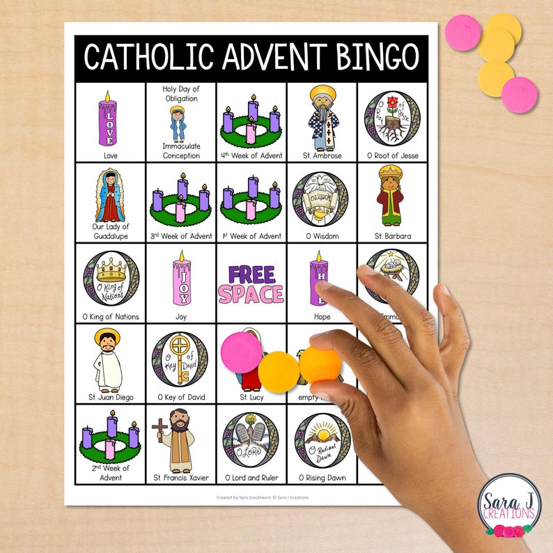 Catholic Advent Printable Bingo Board for Kids, Catholic Activities for ...