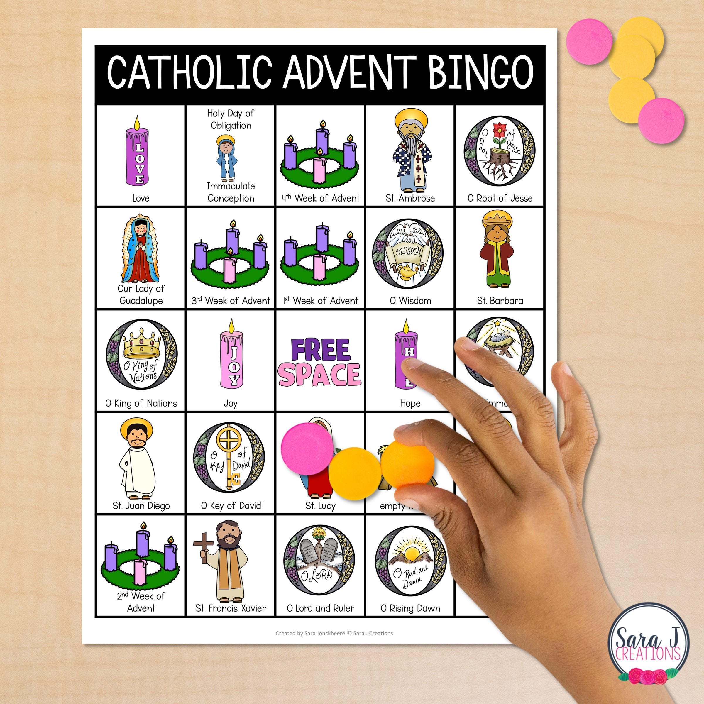 Catholic Advent Printable Bingo Board for Kids, Catholic Activities for ...