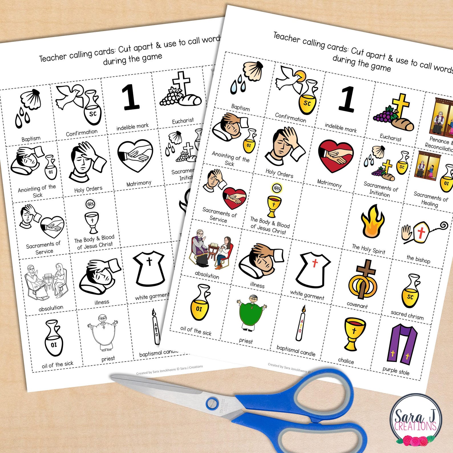 Catholic Sacraments Bingo - Activities for Baptism, Reconciliation ...