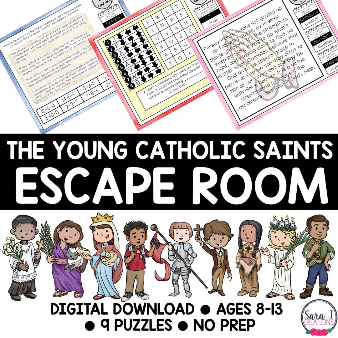 Catholic Young Saints Escape Room for Kids Printable Religion ...