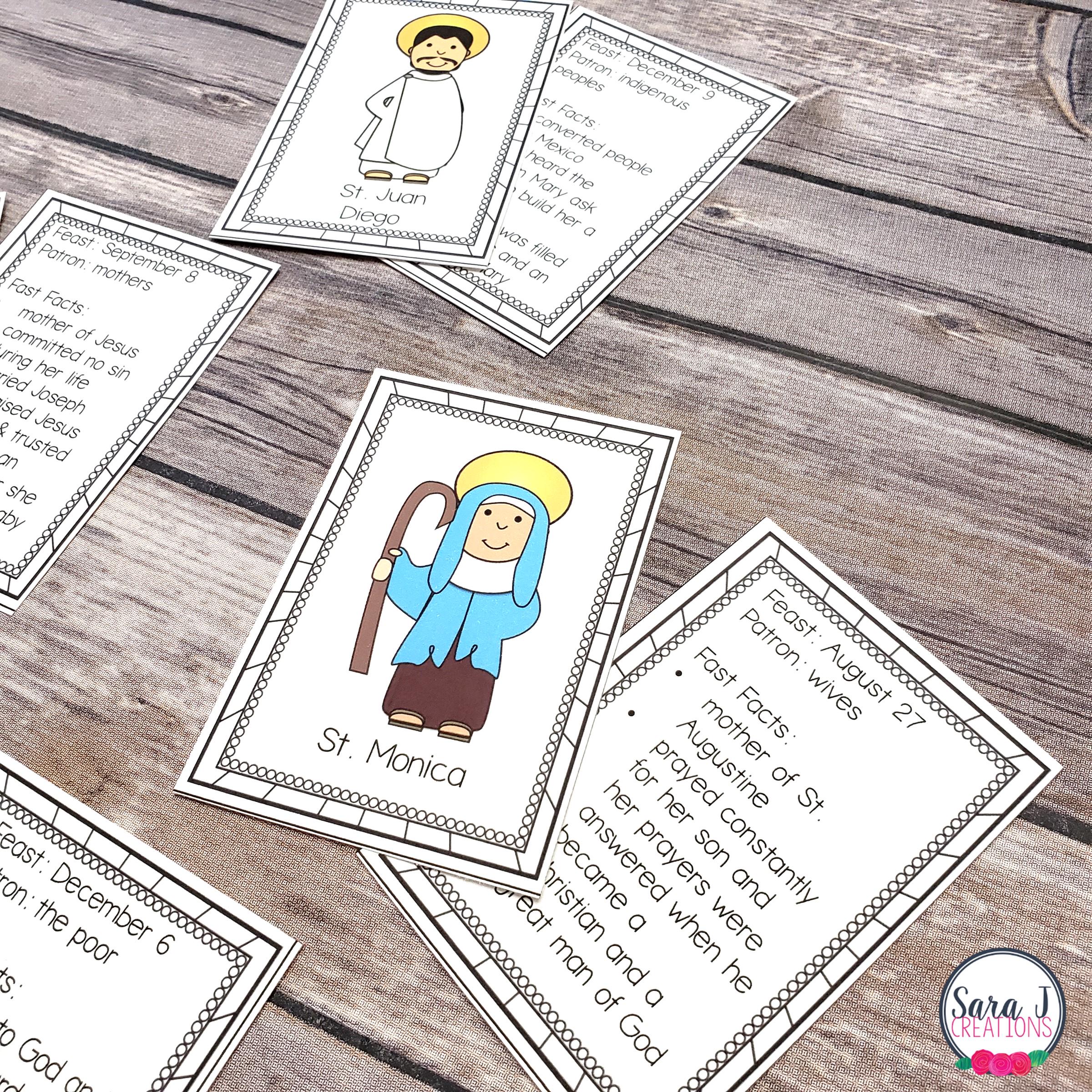 Catholic Saints Matching Card Game Activities, All Saints' Day ...