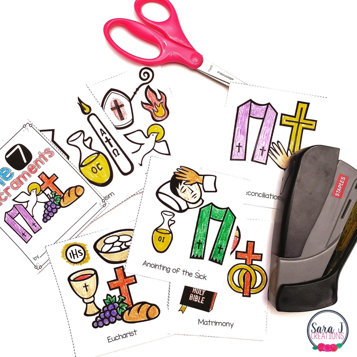 Seven Sacraments Printable Mini Book, Catholic Sacrament Coloring Book ...