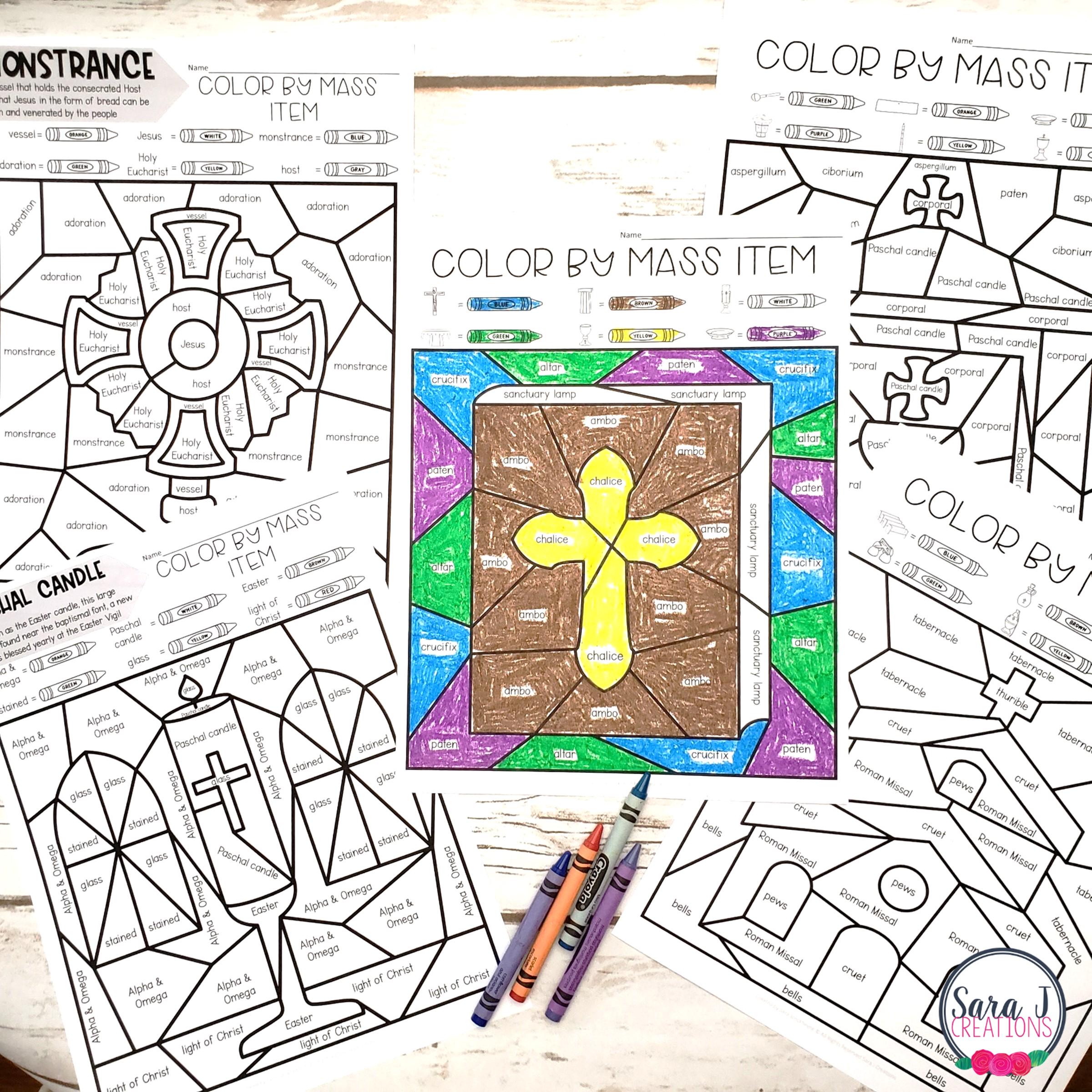 Catholic Mass Objects Color by Code, Parts of the Catholic Mass ...