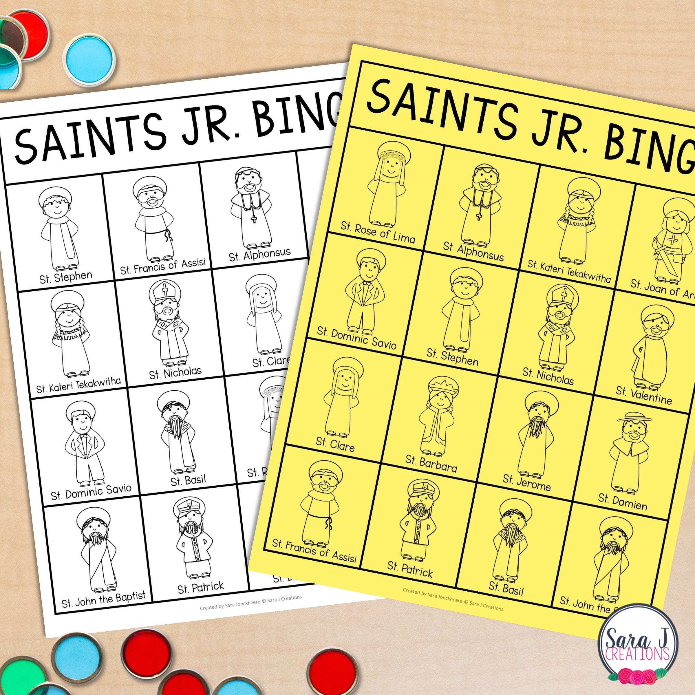 Catholic Saints Junior Bingo Game, All Saints Day Activities for Kids ...