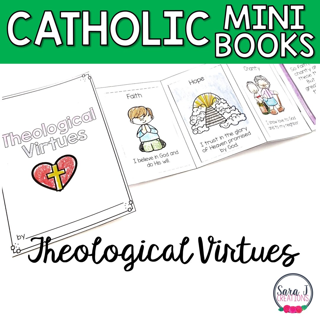Catholic Theological Virtues for Kids Mini Book, Faith Hope Charity ...