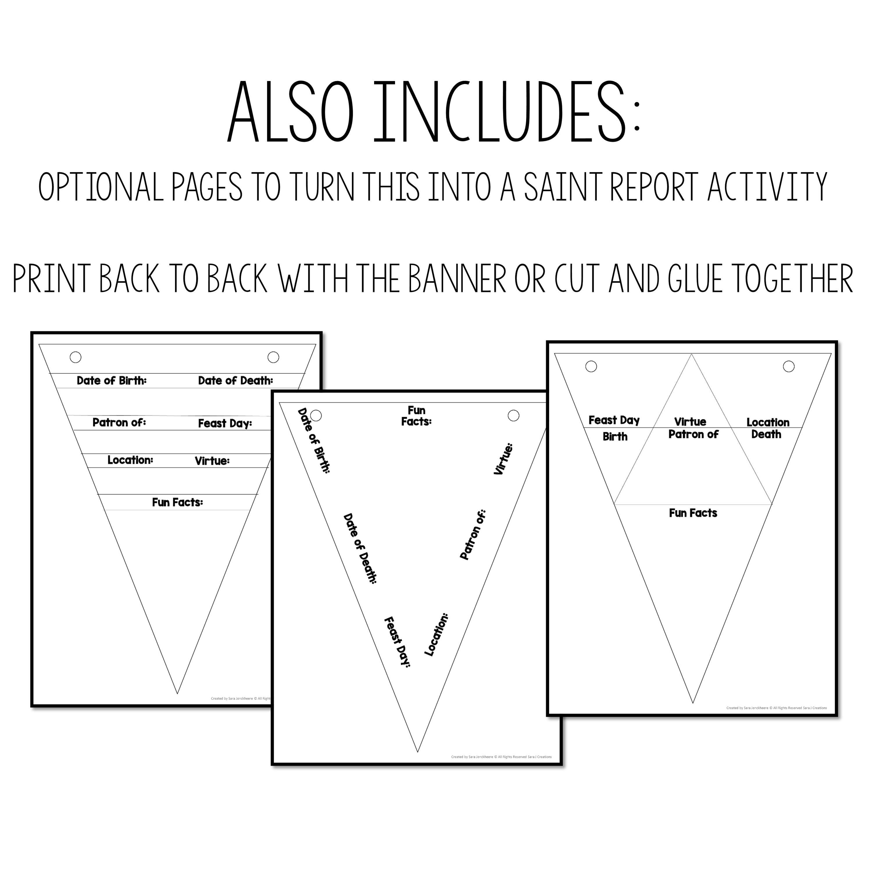 Catholic Saints Printable Banners for Classroom Decor and All Saints ...
