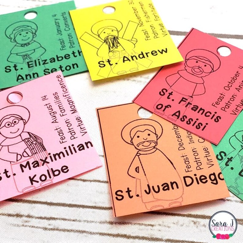 Catholic Saints Reward Tags for Kids, All Saints' Day Necklaces ...