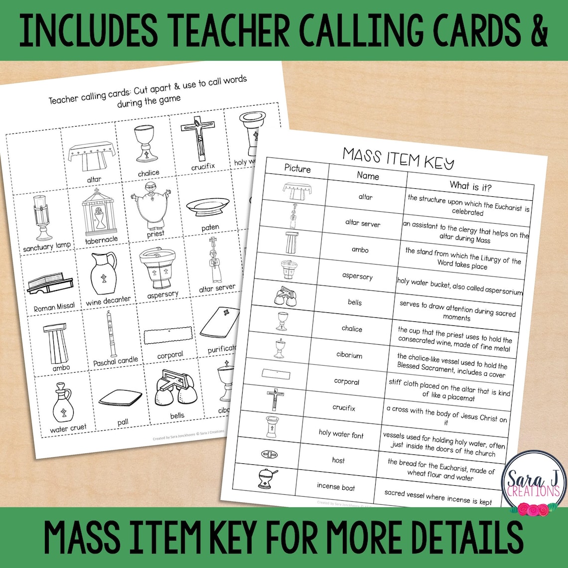 Catholic Mass Objects Bingo Cards, Parts of the Catholic Mass Games for ...