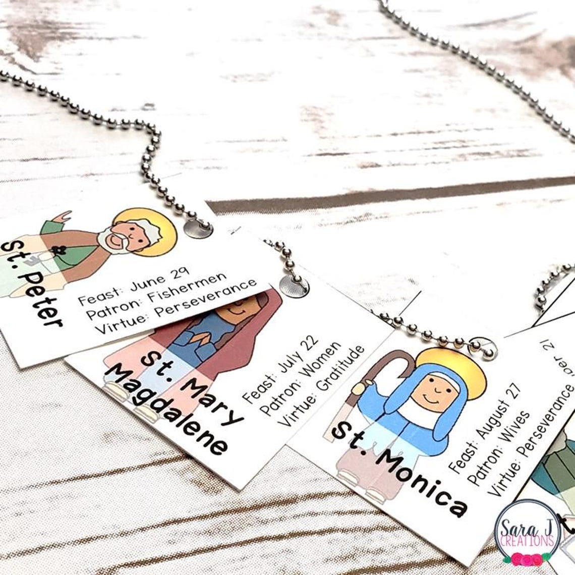 Catholic Saints Reward Tags for Kids, All Saints' Day Necklaces ...