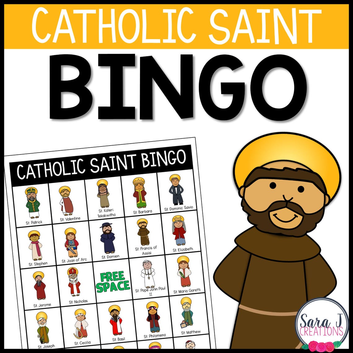 Catholic Saint Bingo, Catholic Printable Games, All Saints' Day ...
