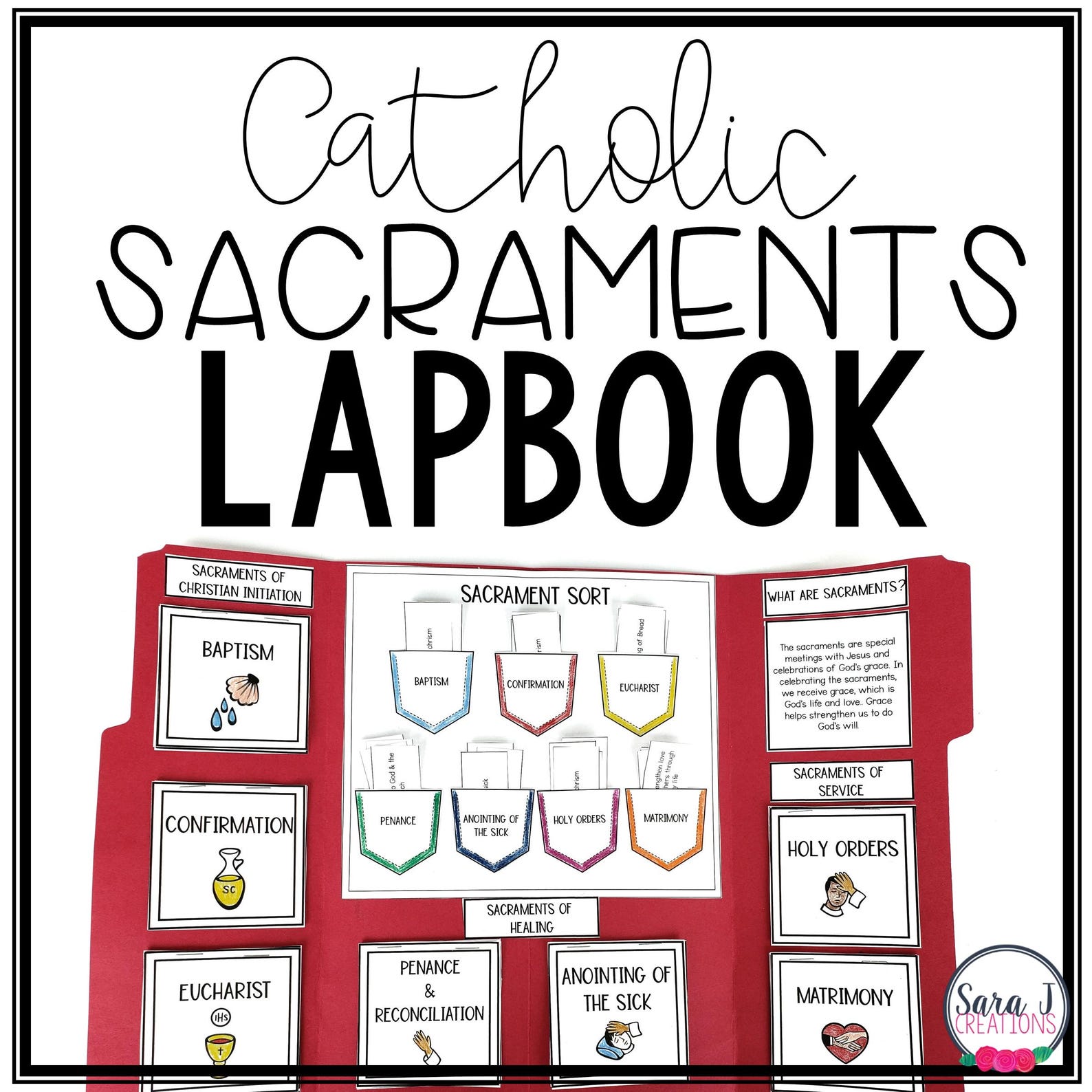 Catholic Sacrament Activity Lapbook, Seven Sacraments for Kids Catholic ...