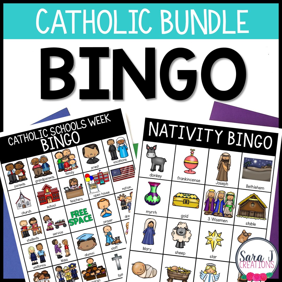 Catholic Printable Bingo Game Bundle, Classroom Bingo Cards for Kids ...