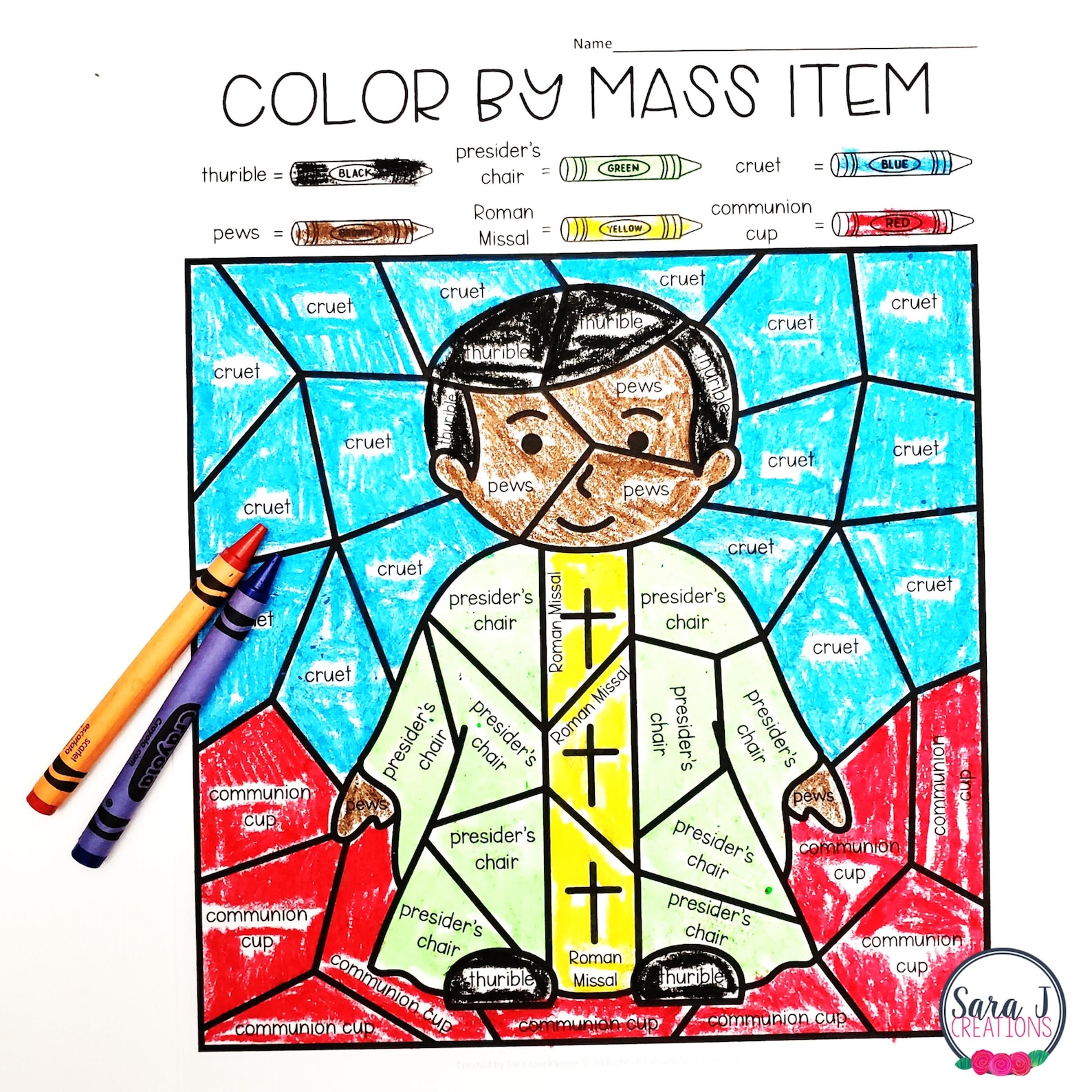 Catholic Mass Objects Color by Code, Parts of the Catholic Mass ...