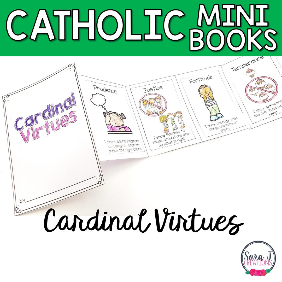 Catholic Virtues for Kids Mini Book, Cardinal Virtues Booklet for ...