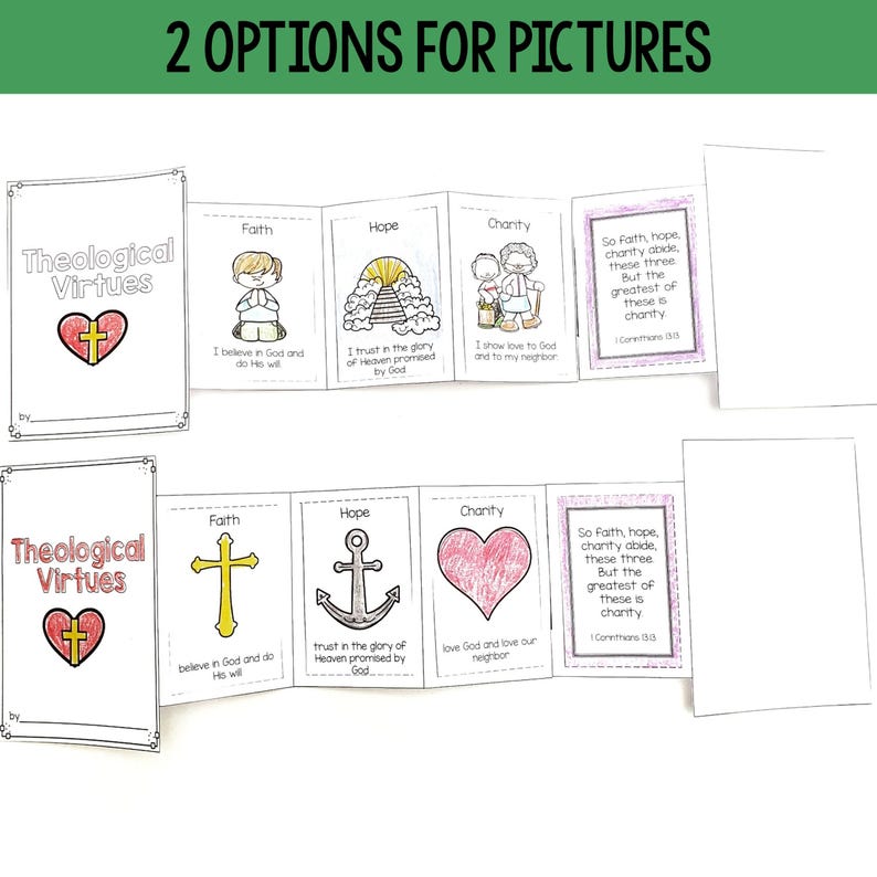 Catholic Theological Virtues for Kids Mini Book, Faith Hope Charity ...