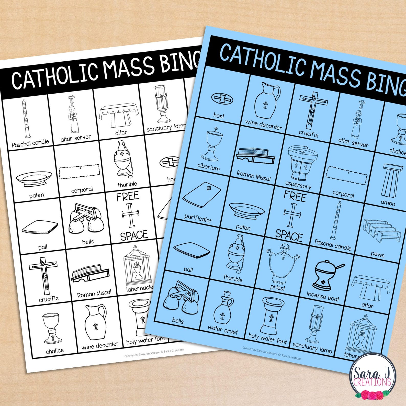 Catholic Mass Objects Bingo Cards, Parts of the Catholic Mass Games for ...