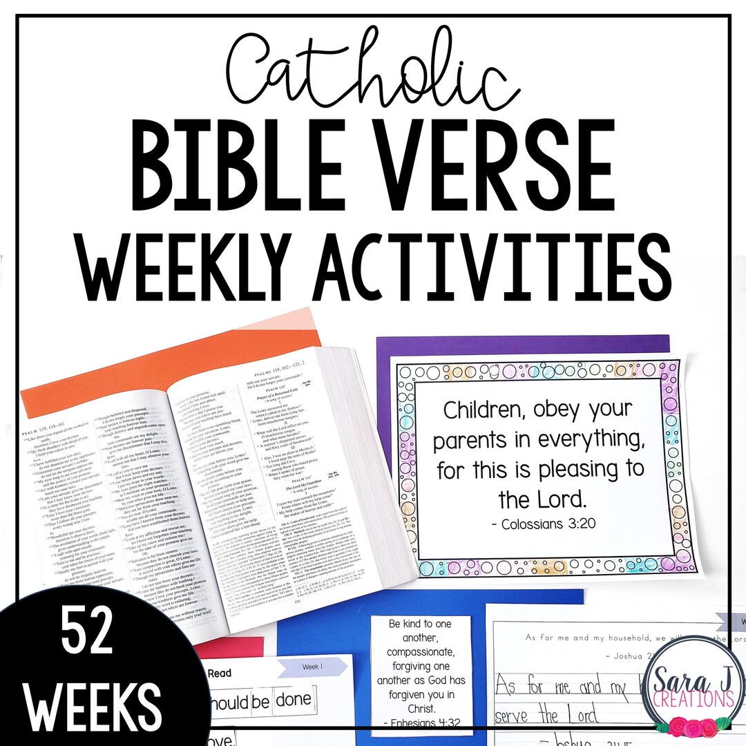 Catholic Bible Verse for the Year, Weekly Bible Verse Cards, Catholic ...