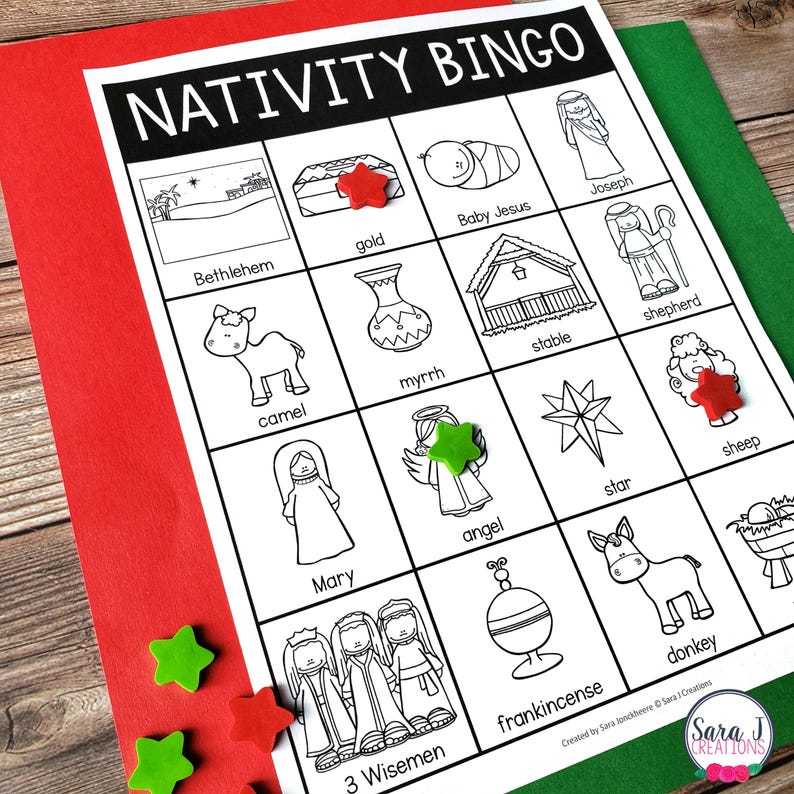 Christmas Nativity Bingo Printable Boards, Birth of Jesus Catholic ...
