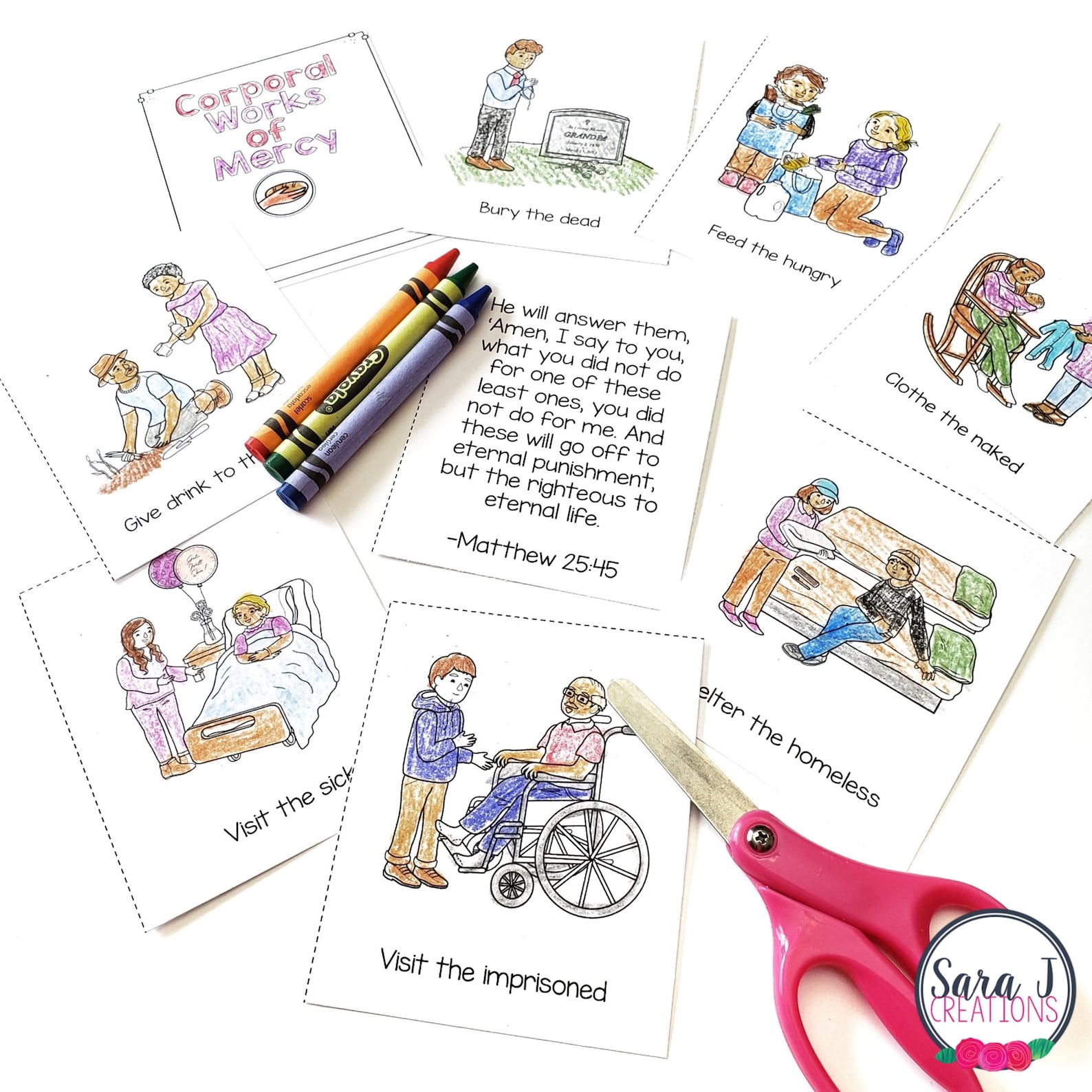 Works of Mercy Catholic Mini Book for Kids, Corporal Works of Mercy and ...