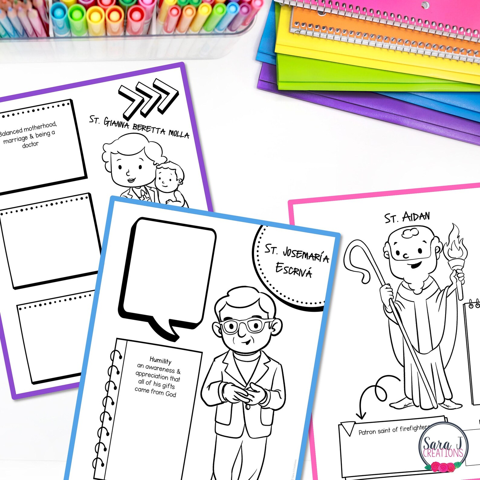 Catholic Saint Sketchbook Coloring Book All Saints' Day Research ...