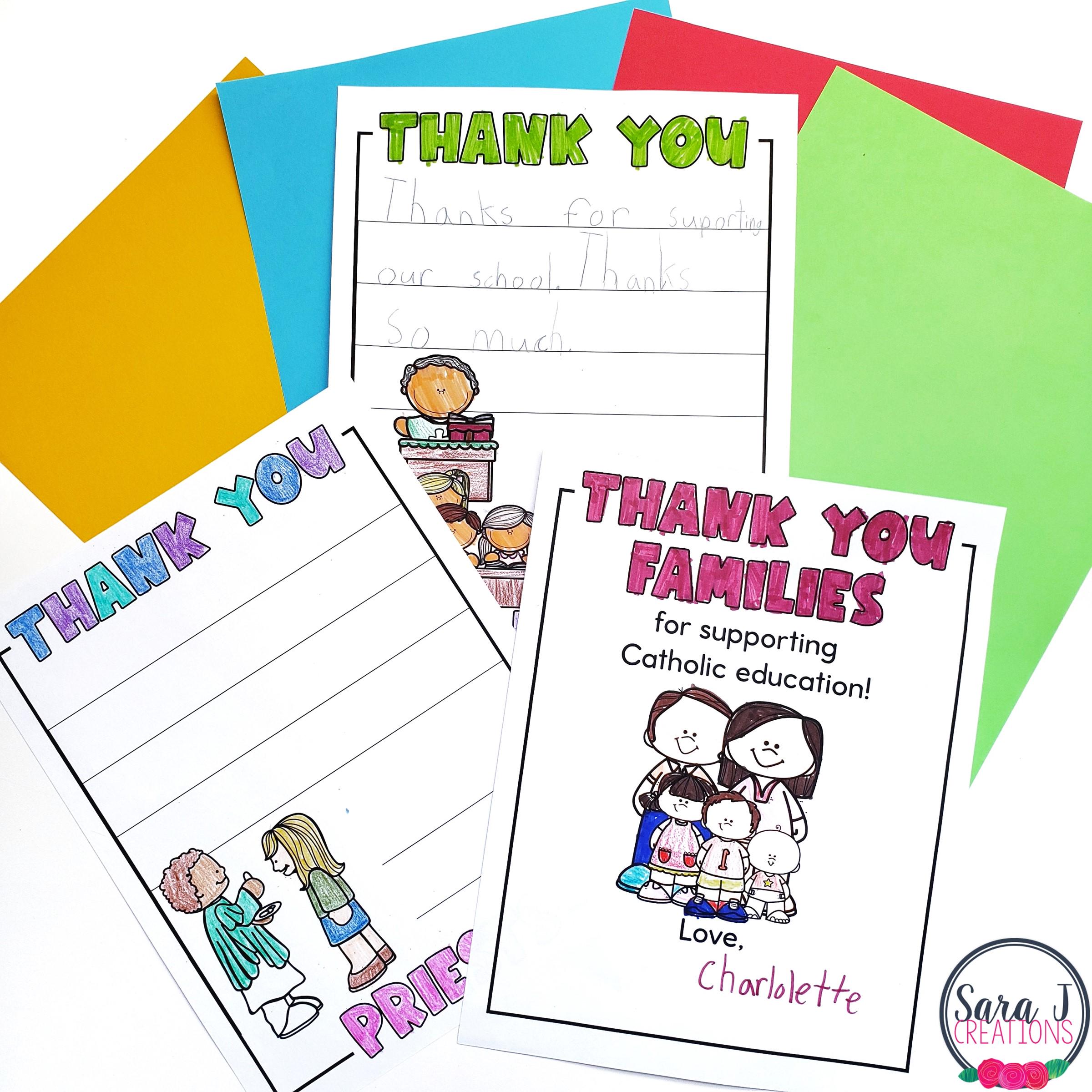 Catholic Schools Week Thank You Cards & Notes for Parents, Staff ...