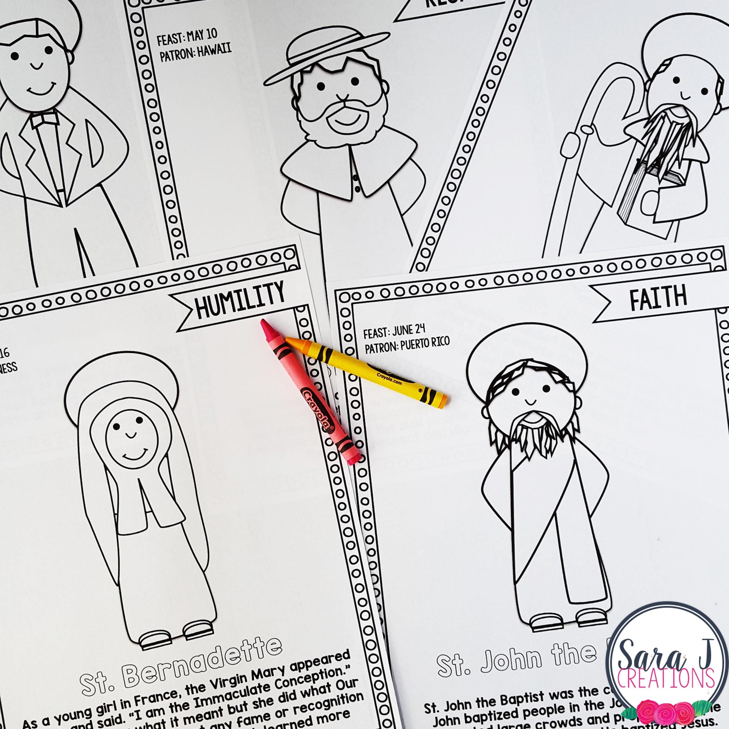 Catholic Saints Coloring Book, All Saints' Day Activities, Catholic ...