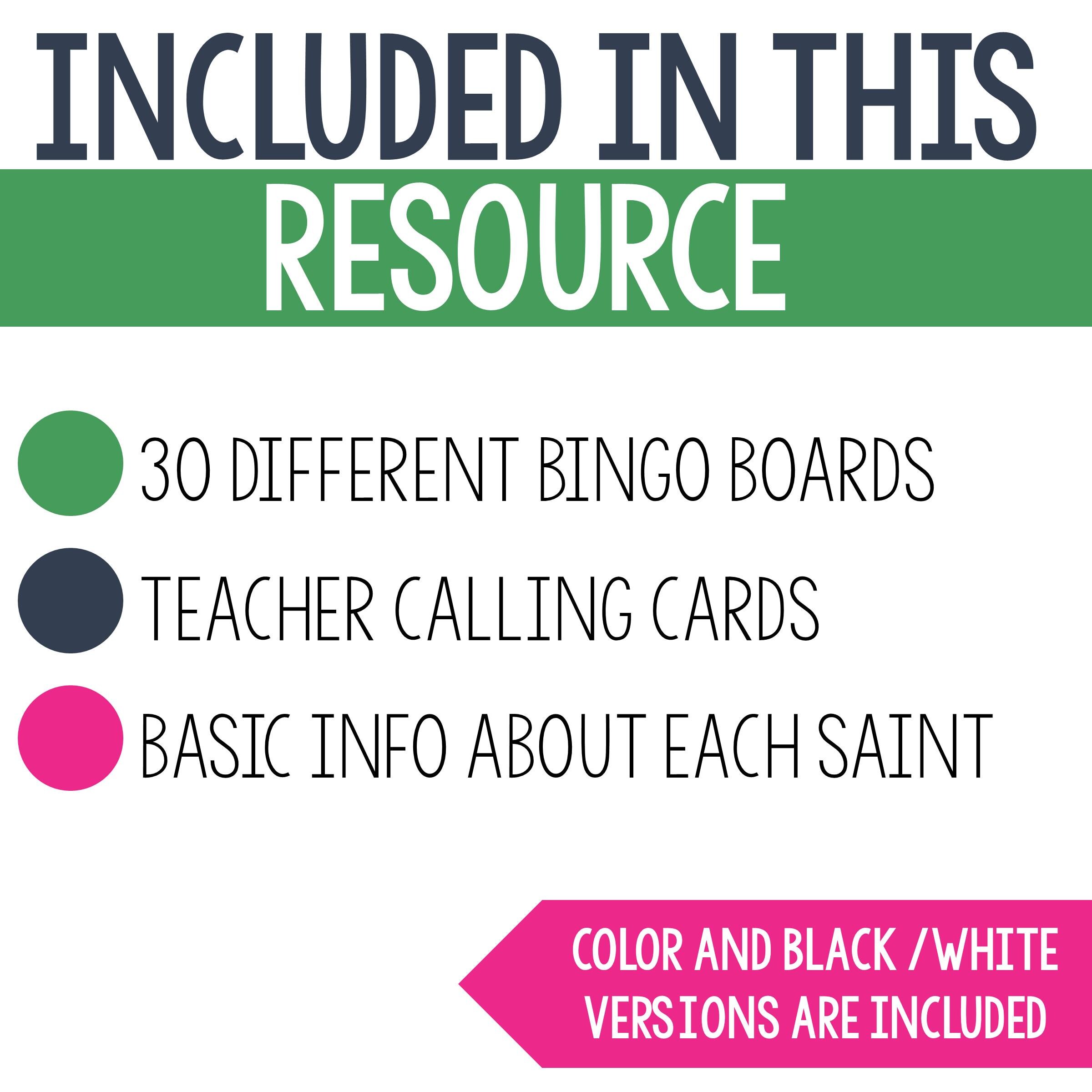 Catholic Saints Junior Bingo Game, All Saints Day Activities for Kids ...