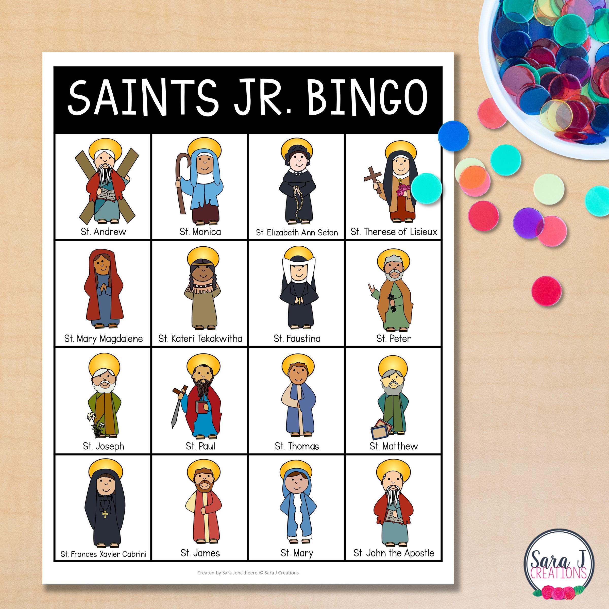 Catholic Saints Junior Bingo Boards, All Saints' Day Activities & Games ...