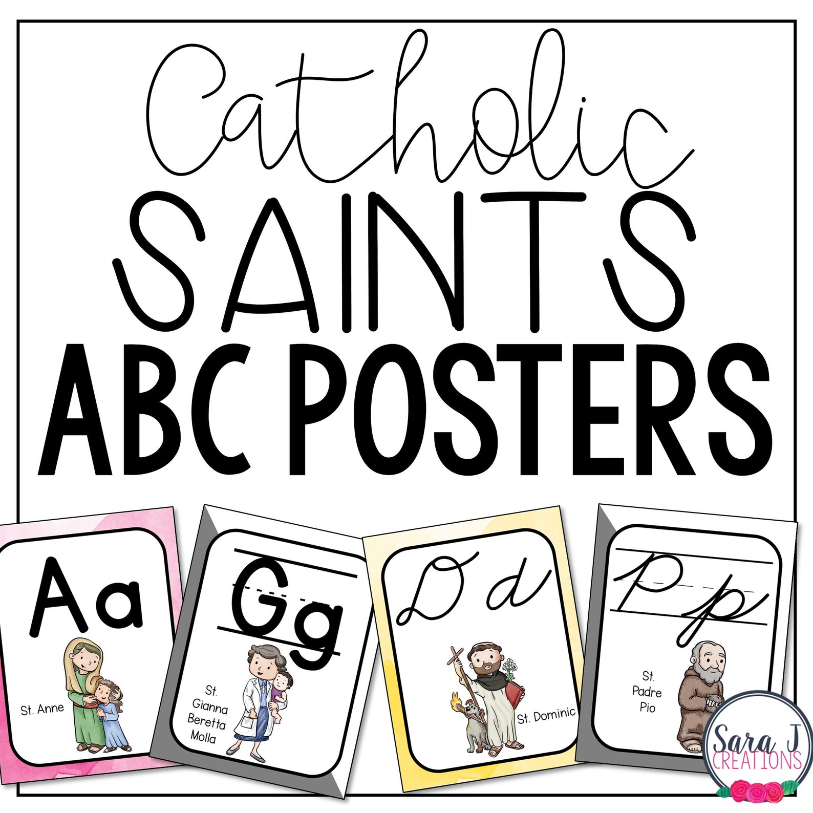 Catholic Saint ABC Posters, All Saints' Day, Homeschool Classroom Decor, Printable Posters for ...