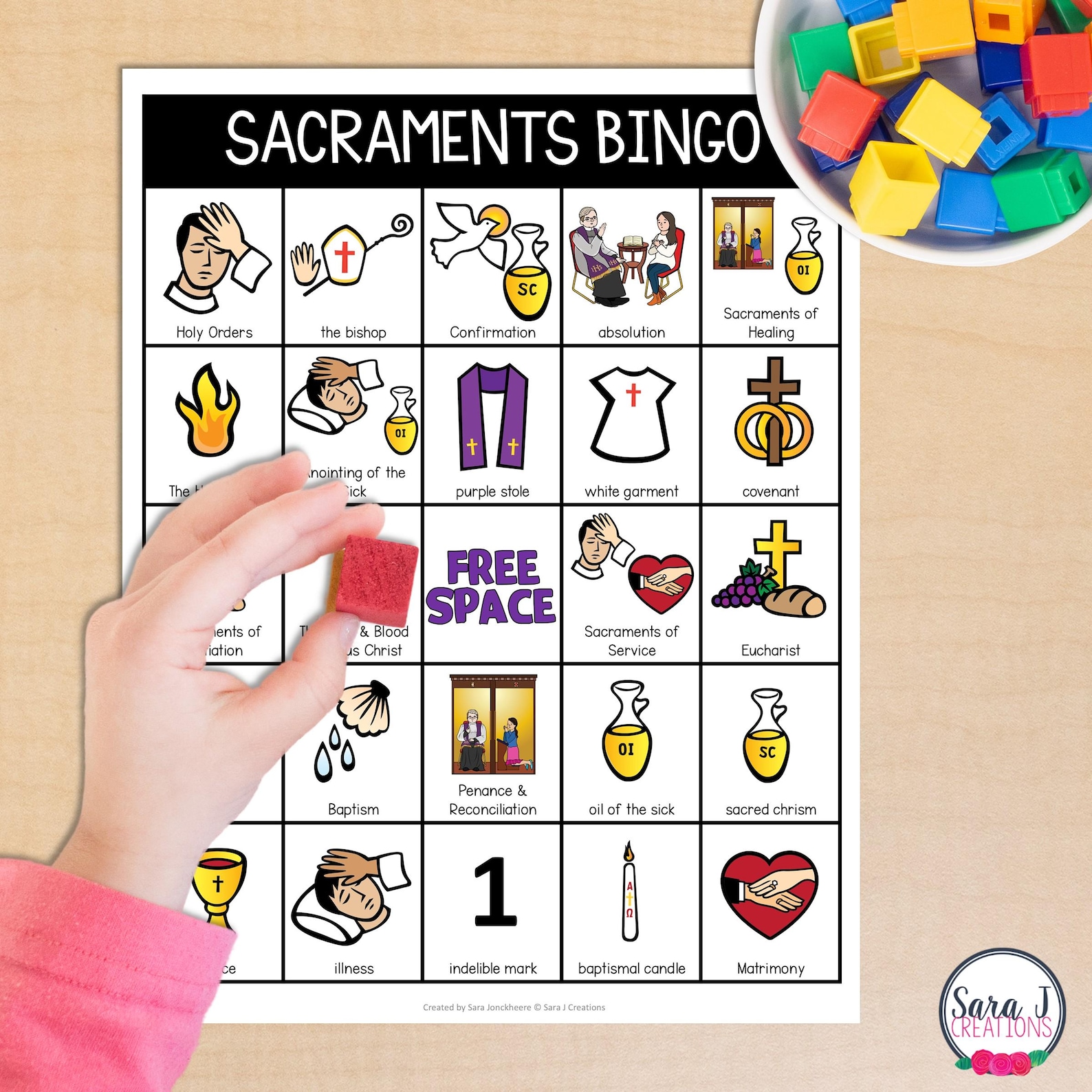 Catholic Sacraments Bingo - Activities for Baptism, Reconciliation ...