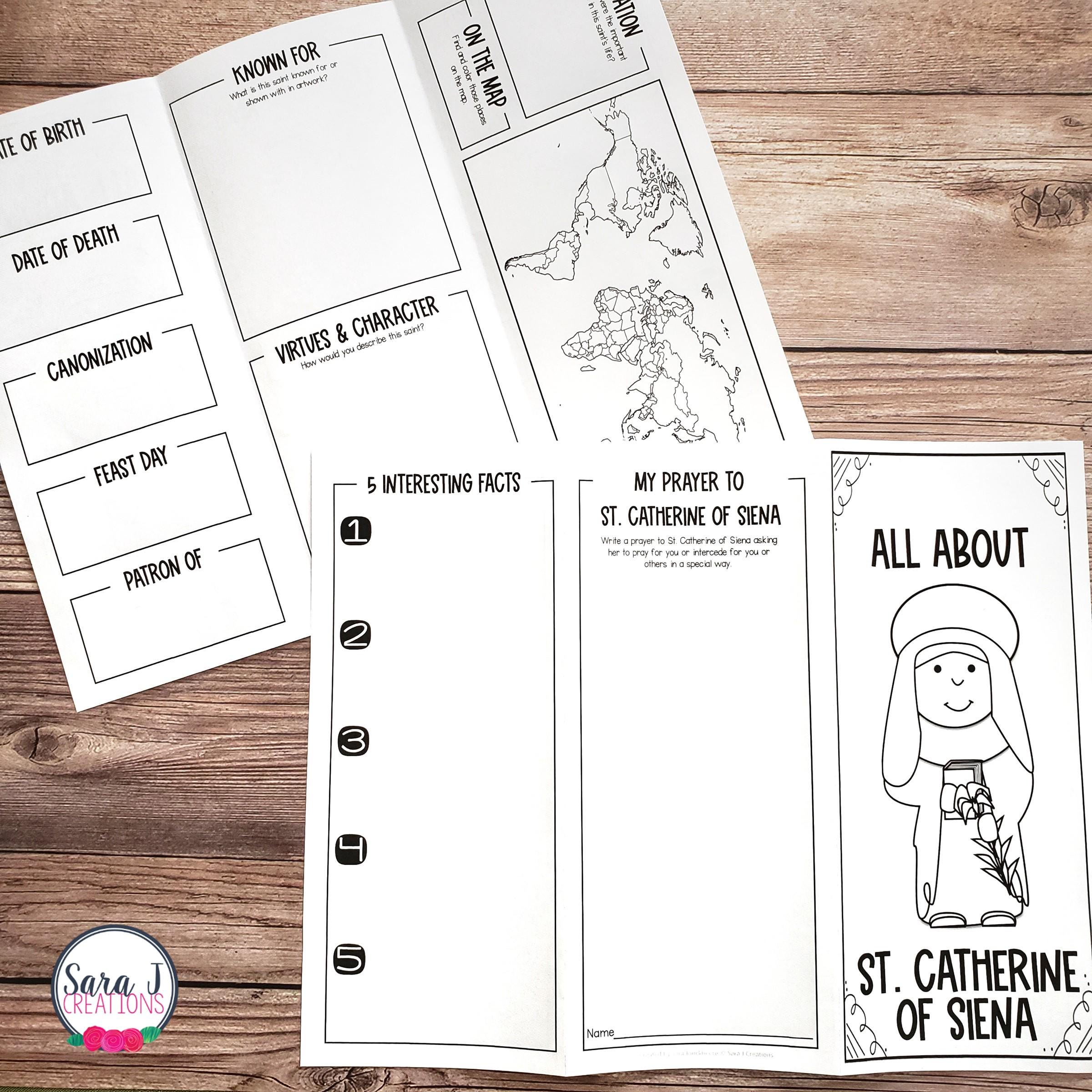 Catholic Saints Trifold Brochure Template, Catholic Project for ...