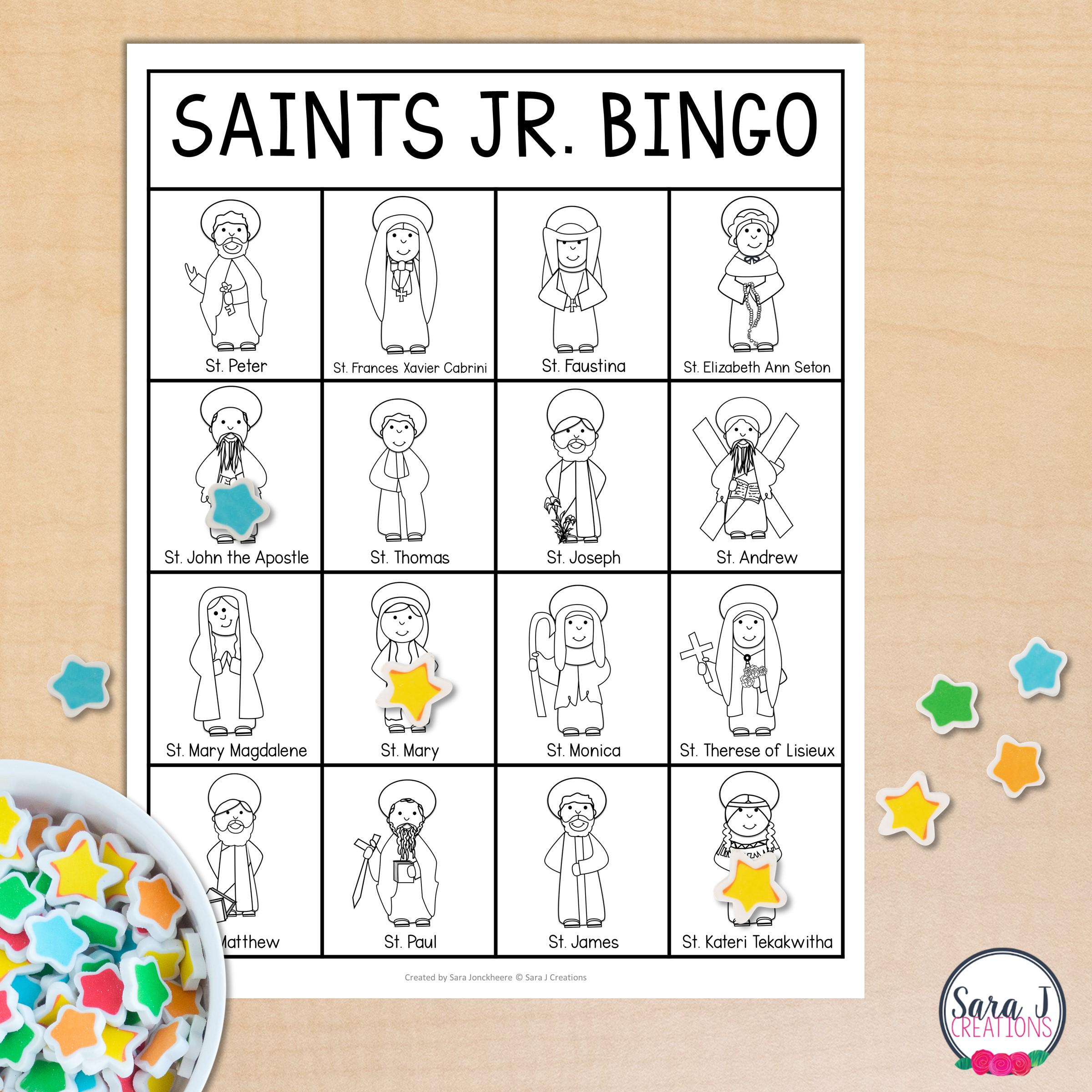 Catholic Saints Junior Bingo Boards, All Saints' Day Activities & Games ...