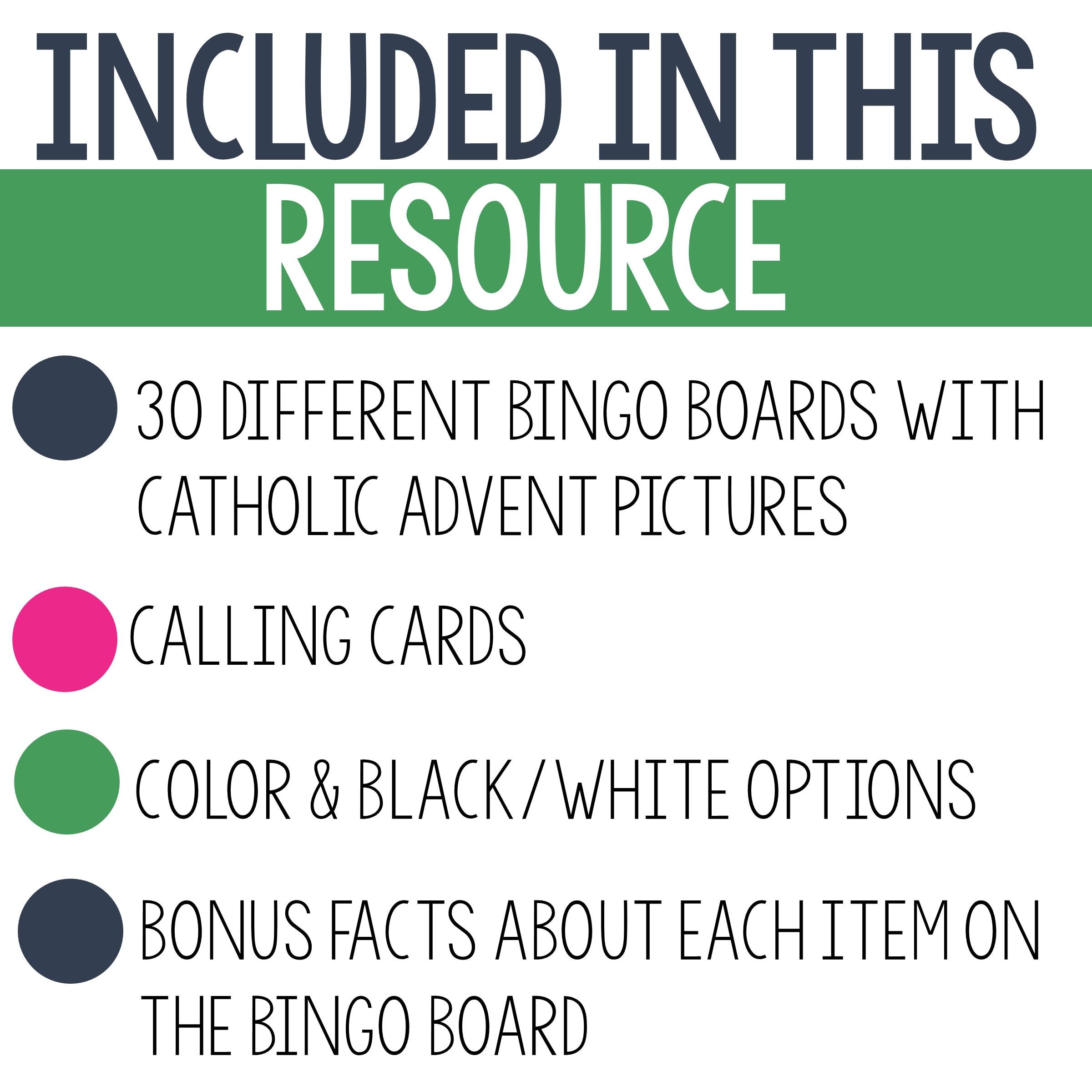 Catholic Advent Printable Bingo Board for Kids, Catholic Activities for ...