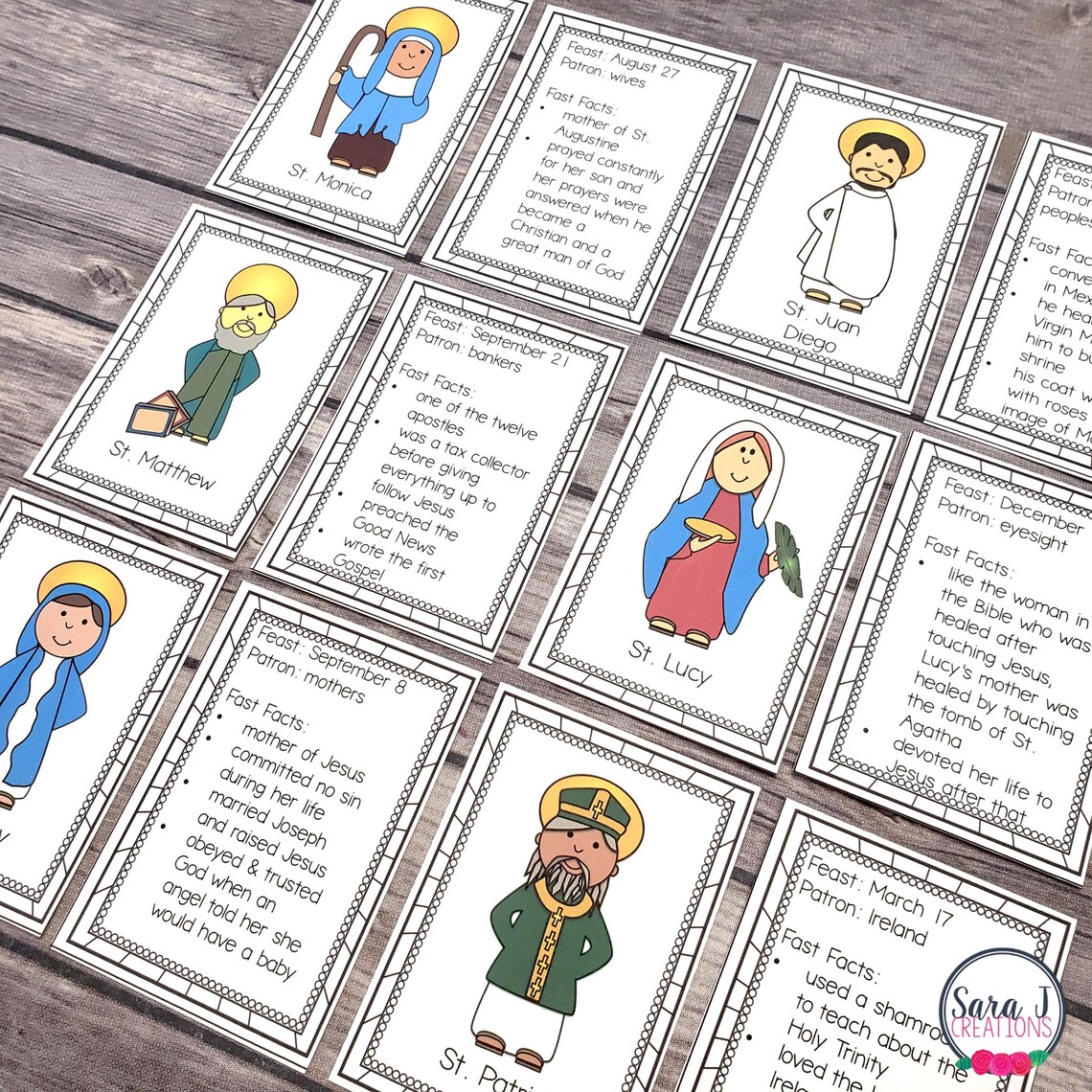 Catholic Saints Matching Card Game Activities, All Saints' Day ...