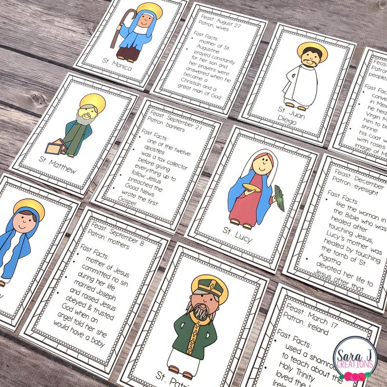 Catholic Saints Matching Card Game Activities, All Saints' Day ...
