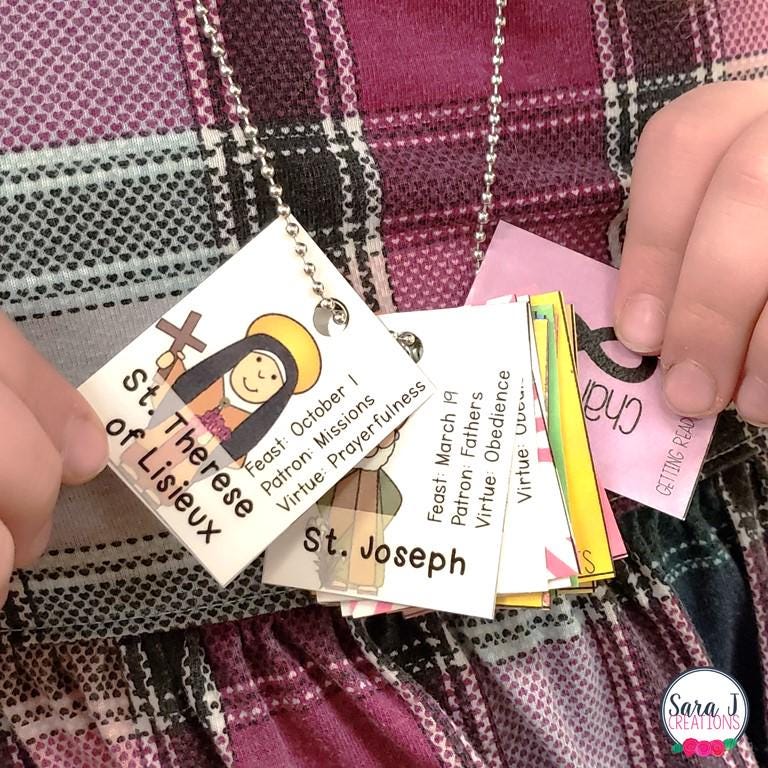 Catholic Saints Reward Tags for Kids, All Saints' Day Necklaces ...